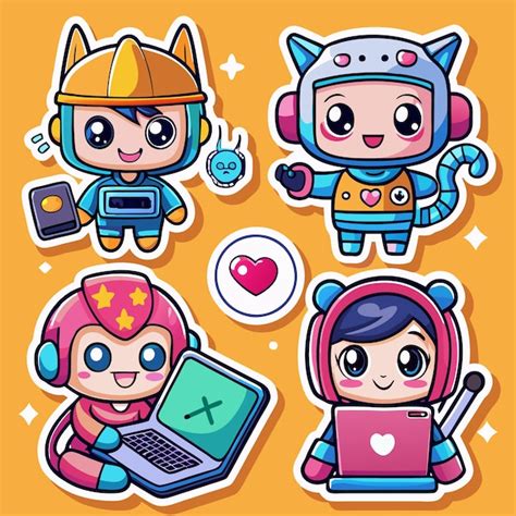 Robot Sticker Mascot Icon Premium Ai Generated Vector