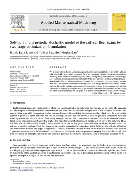 Pdf Solving A Multi Periodic Stochastic Model Of The Rail Car Fleet Sizing By Two Stage