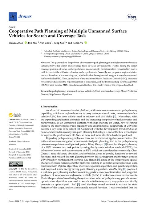 Pdf Cooperative Path Planning Of Multiple Unmanned Surface Vehicles For Search And Coverage Task
