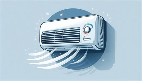 A Cartoon Illustration Of A White Air Conditioner Blowing Cool Air With