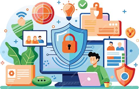 Premium Vector Flat Illustration Of Internet Cyber Security Vector Illustration