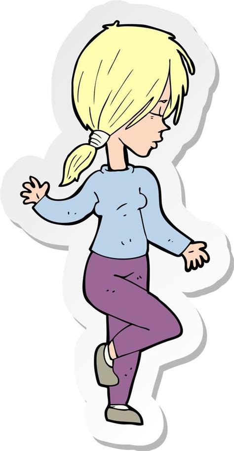 Sticker Of A Cartoon Girl Dancing 10763571 Vector Art At Vecteezy