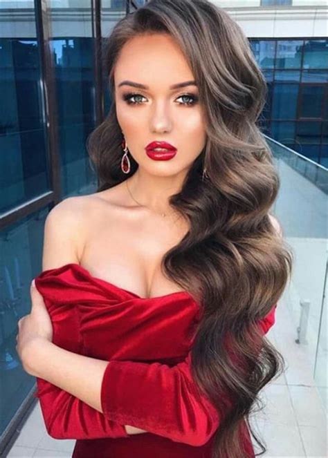 Side Part Long Wavy Human Hair Full Lace Women Wig 28 Inches Shop