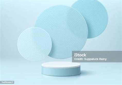 파란색 흰색 3d 배경 현실적인 실린더 받침대 연단 겹치는 둥근 원 배경 장면 파스텔 최소 벽 장면 모형 제품 디스플레이 추상 기하학적 플랫폼 무대 쇼케이스 0명에 대한