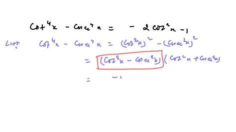 Solved Texts Verify The Identity 1 Cos 2 0 Csc 2 0 Cot 2 0 To Verify The Identity
