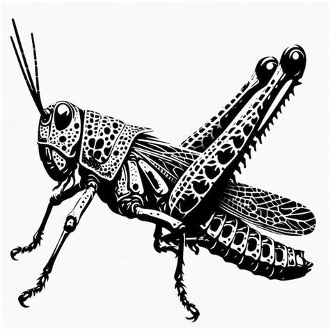 Grasshopper Contour Drawing White Black White Background Premium Ai
