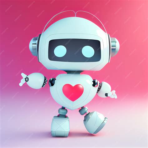 Premium Photo Cute Robot In Love With Heart 3d Render Cartoon