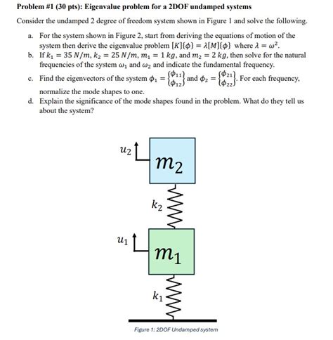 Problem 1 30 Pts Eigenvalue Problem For A 2dof Undamped Systems