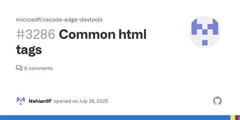 Common Html Tags · Issue 3286 · Microsoftvscode Edge Devtools · Github