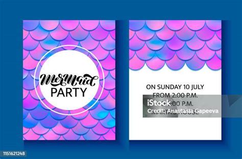 인 어 비늘 인 어 파티 레터링 배너 또는 카드에 대 한 벡터 일러스트 레이 션 동화에 대한 스톡 벡터 아트 및 기타 이미지 동화 바다 벡터 Istock