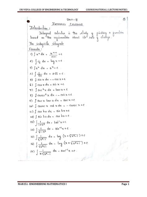 Sri Vidya College Of Engineering And Technology Course Material Lecture Notes Pdf Science