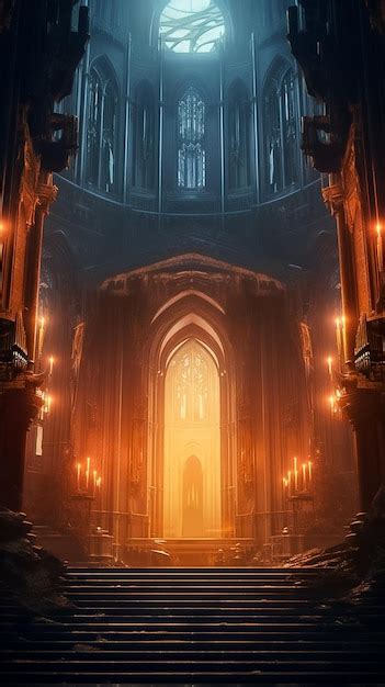 Arquitectura De La Catedral Gótica Cyberpunk Generada Por Ai Foto Premium