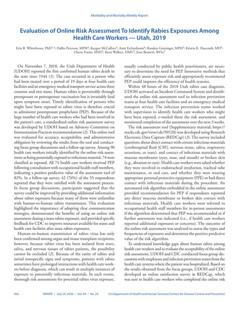 Pdf Evaluation Of Online Risk Assessment To Identify Rabies Exposures