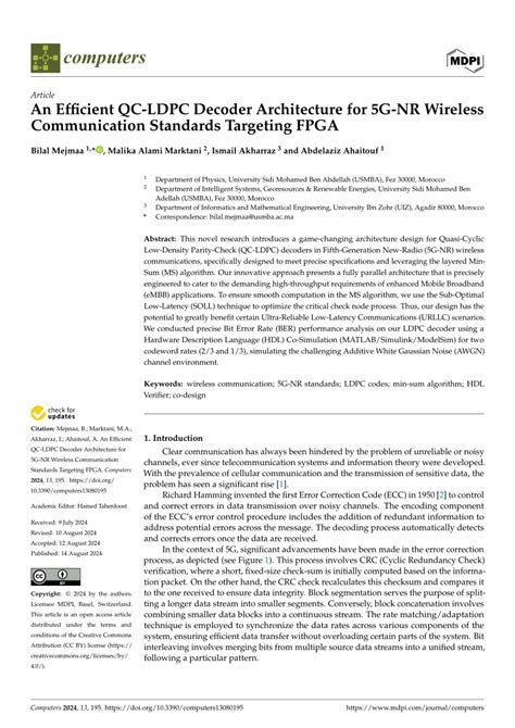 Pdf An Efficient Qc Ldpc Decoder Architecture For 5g Nr Wireless