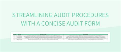 Free Audit Procedures Templates For Google Sheets And Microsoft Excel Slidesdocs