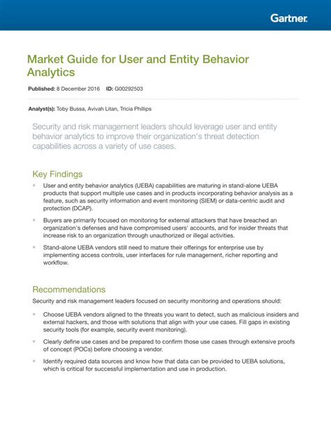 Pdf Gartner Market Guide For User And Entity Behavior Analytics Dokumentips