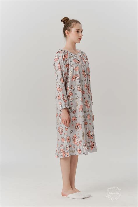 Mm 0045 마이멜로디 레이스 넥라인 여성 긴팔드레스 원피스 레드그레이