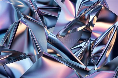 Abstract Metallic Shapes With Vibrant Reflections And Iridescent Tones Create A Dynamic And