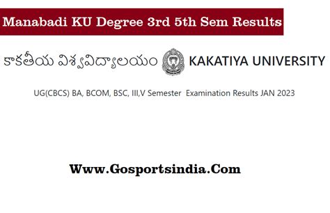 Manabadi Ku Degree 3rd 5th Sem Results 2023 Release Date