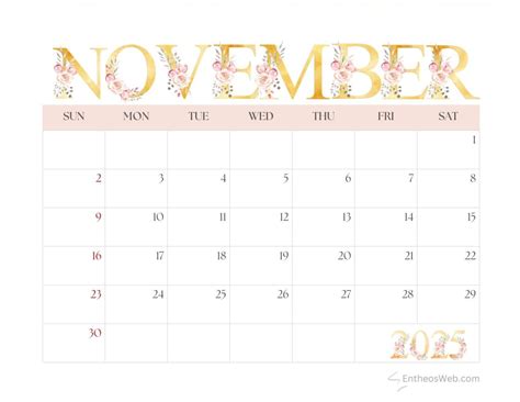 November 2025 Calendar Free Printables Entheosweb