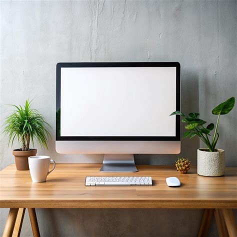 Mock Up Desktop Computer Screen Device Mockup Blank Monitor Realistic 3d Design Icons Premium