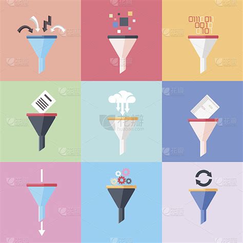 平面数据过滤器或隧道图标集