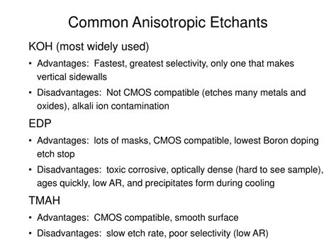 Ppt Lecture 12 Anisotropic Etching Powerpoint Presentation Free Download Id 1490740