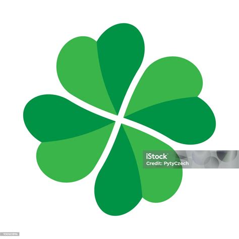 토끼풀녹색 4 잎 클로버 아이콘입니다 행운을 빌어요 테마 디자인 요소입니다 간단한 꼬인된 모양 벡터 일러스트 레이 션 그늘에