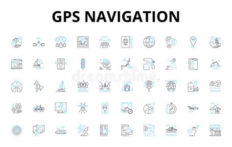 Gps Navigation Linear Icons Set Satellites Coordinates Maps