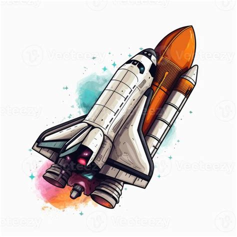 Cartoon Rocket Space Ship Take Off Isolated Illustration Spaceship