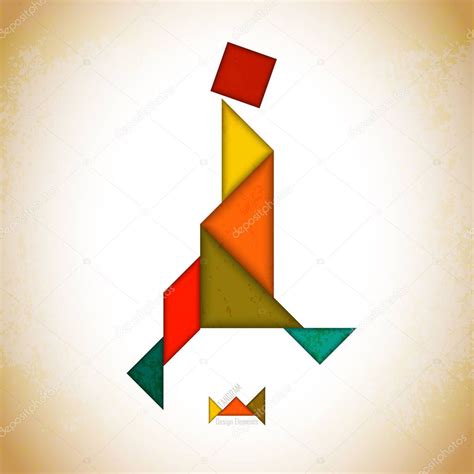 Tangram Peoplel Made Of Tangram Pieces Geometric Shapes Traditional Chinese Puzzle Tangram