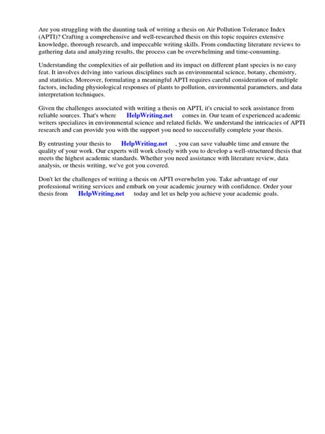 Thesis On Air Pollution Tolerance Index Pdf Air Pollution Environmental Science