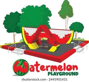 Singapores Old School Watermelon Playground Shaped Like Stock Vector