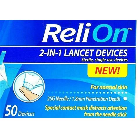 New 25 Gauge Lancet Devices Relion 50 Pack Glucose Test Free Shipping