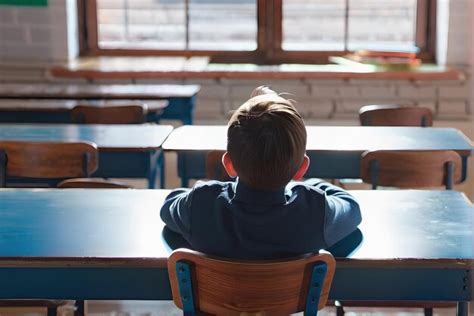 Premium Ai Image Student Sitting At School Desk Rear View
