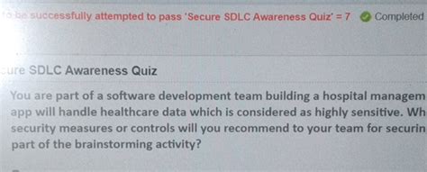 So Buccessfully Attempted To Pass Secure SDLC StudyX So Buccessfully Attempted To Pass Secure SDLC StudyX