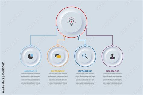 Four Steps Neuromorphic Infographics Template Vector Stock Vector