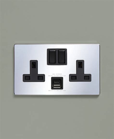 Chrome Double Socket With Usb And Usb C Dowsing And Reynolds