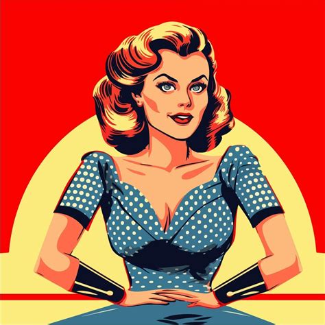 Premium Vector Op Art Pinup Girl Retro Color Style Comic Glamour