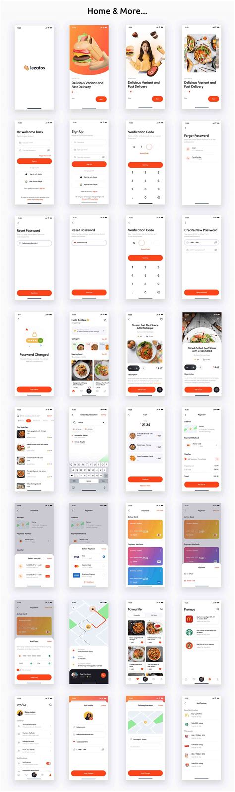 lezatos android ios figma xd sketch blend ui kit reactnative cli food delivery