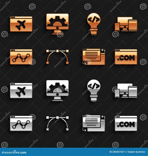 Set Bezier Curve Monitor Mobile Tablet Ui Ux Design Website