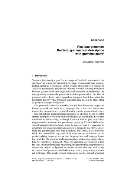 Grammatical And Ungrammatical Sentences Pdf