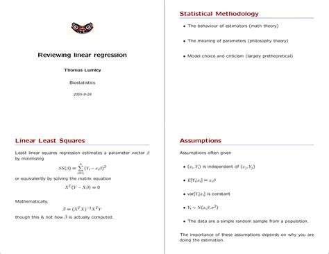 Notes On Reviewing Linear Regression Advanced Applied Statistics And