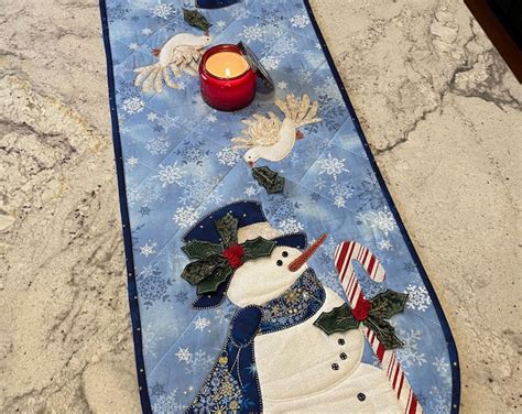 Winter Magic Snowman Table Runner Quilting Pattern By Quilted Garden