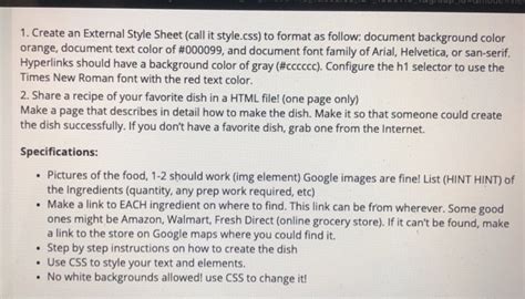 Solved 1 Create An External Style Sheet Call It Stylecss