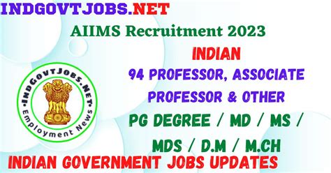 Aiims Recruitment 2023 94 Professor Associate Professor And Other Best