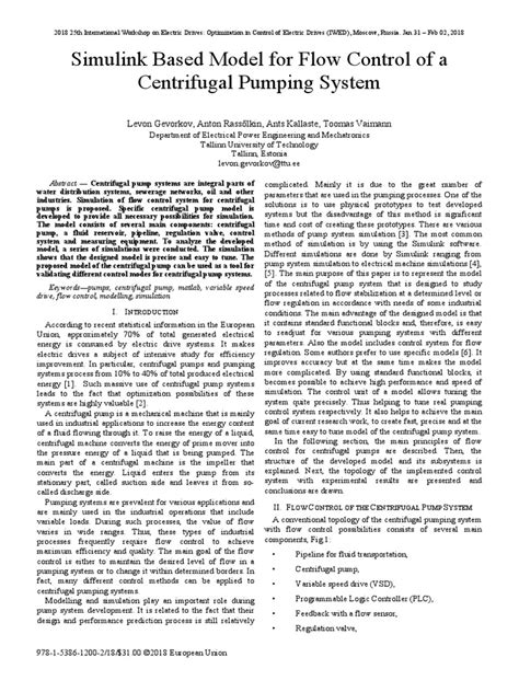 simulink model of centrifugal pumping system download free pdf pump simulation