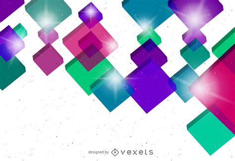 Colorful Crystallized 3d Cubes Background Vector Download