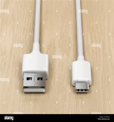Usb A And Usb C Cables On Wood Background Stock Photo Alamy
