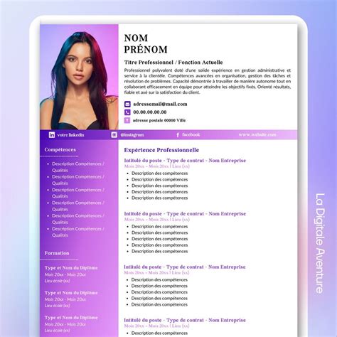 Colorful And Unique CV Template For Women Customizable On Etsy